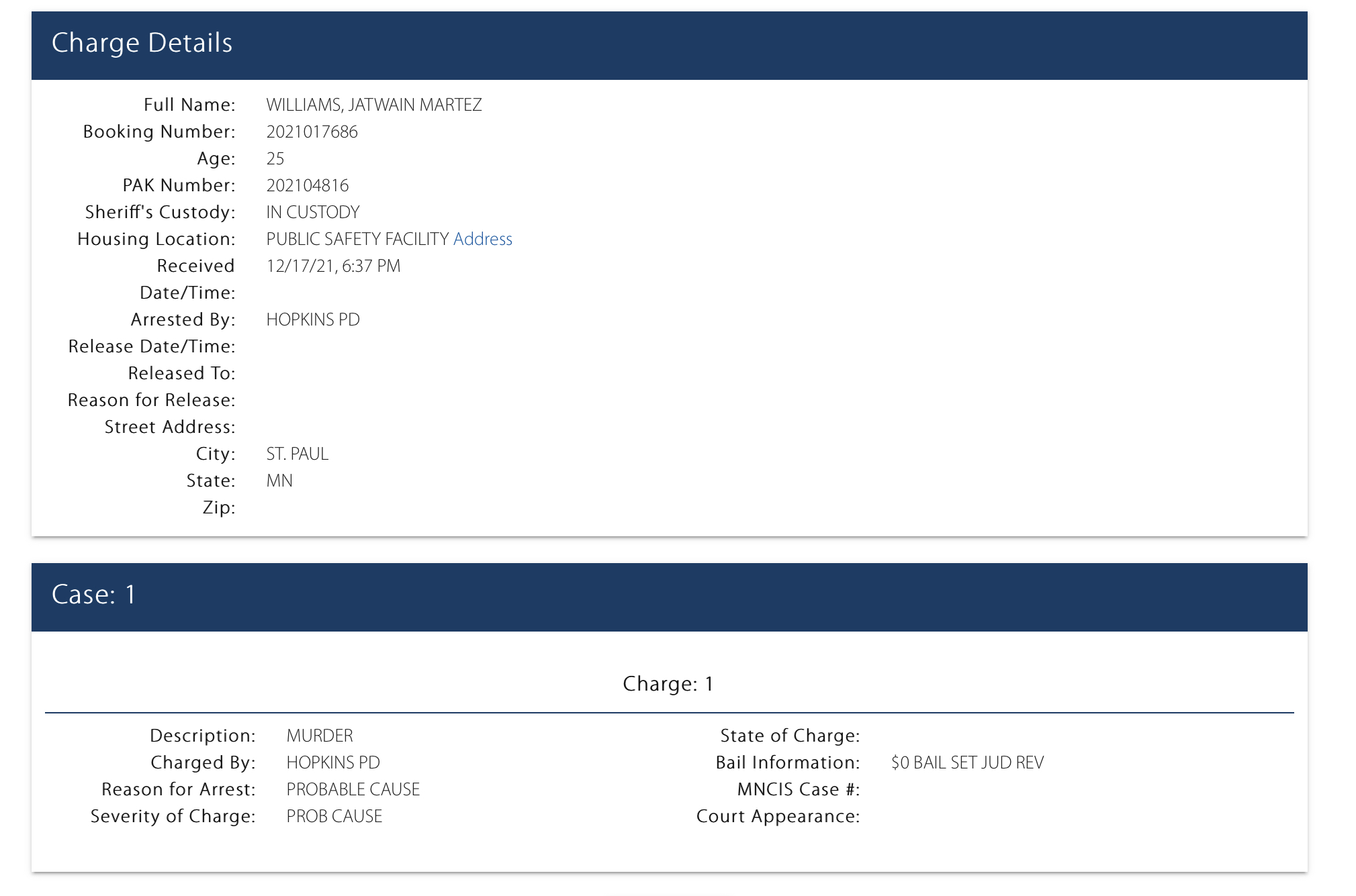 Jatwain Martez Williams charged with murder | The Published Pen