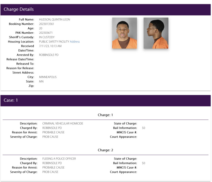 Quintin Leon Hudson waiting charges of criminal vehicular homocide ...